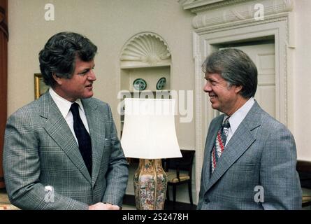 President Jimmy Carter meets with Senator Edward Kennedy in the Oval ...