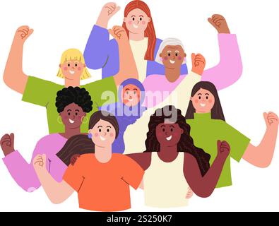 IWD 2025 Illustration of Diverse Women Celebrating International Women ...