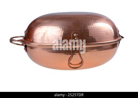 copper Portugal cataplana isolated on white Stock Photo - Alamy