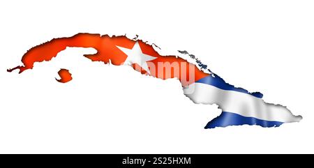 Cuba flag map, three dimensional render, isolated on white Stock Photo - Alamy