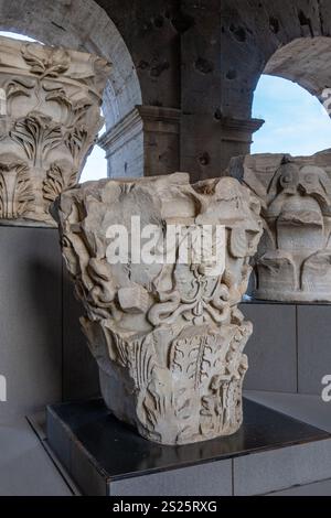 figured corinthian capital with gorgon, from the portico in summa cavea ...