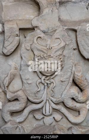 figured corinthian capital with gorgon, from the portico in summa cavea ...