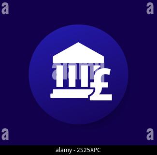 Bank building vector icon. British pound and finance symbol Stock ...