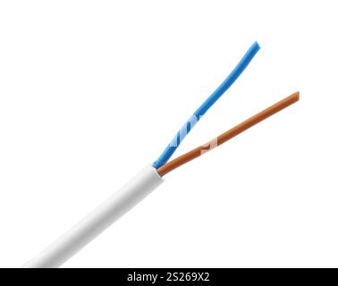 One stripped electrical wire isolated on white Stock Photo - Alamy