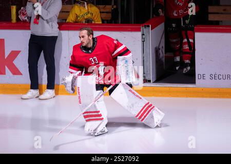 Lausanne, Switzerland. , . Kevin Pasche (goalkeeper) of Lausanne HC #33 ...
