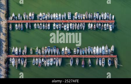 Aerial top-down view of Guardamar marina docks Stock Photo - Alamy