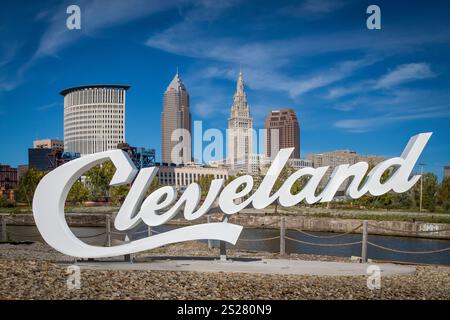 The Cleveland sign in downtown Cleveland, OH Stock Photo - Alamy