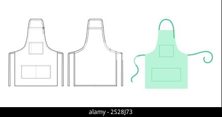 Work Aprons technical fashion illustration. Chef uniform for cooking ...