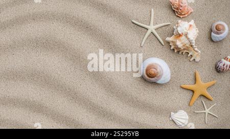 Summer beach concnepts Flat Lay copyspace backgrounds. 3d rendering ...