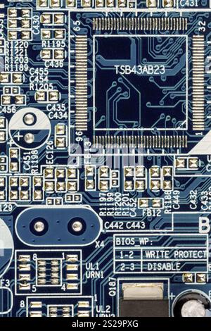 Close up image of circuit boards taken from old PC desk top computers ...