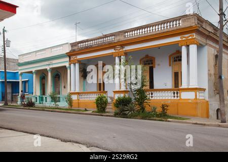 The typical colonial ornate buildings with corinthian columns in ...