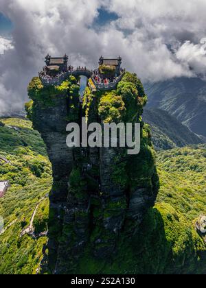 Scenic view of Fanjingshan mountain with view of the Fanjing mount with ...