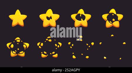 Cartoon sprite sheet of star explosion vfx isolated on black background ...