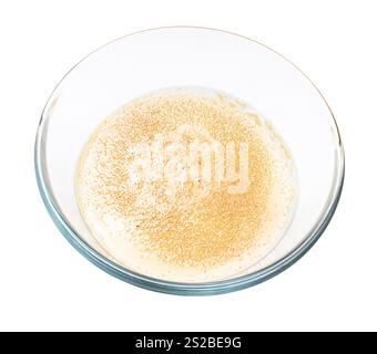 amaranth porridge boiled with coconut milk in glass bowl isolated on ...