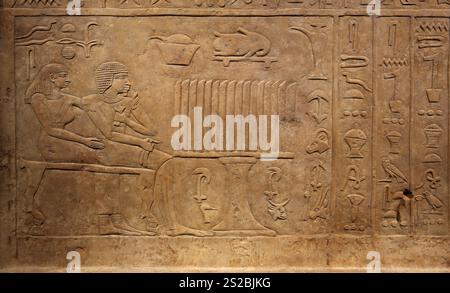 Stela of the courtiers Nyankhinpu and Djefes. Limestone. Old Kingdom ...