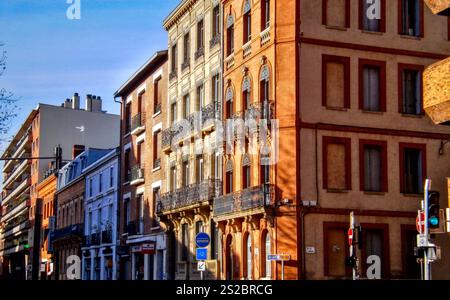 Toulouse, France - January 1st 2014 : Buildings and facade of the ...