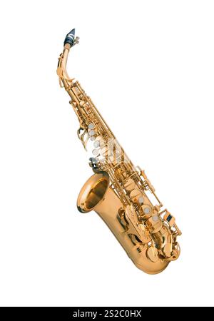 Tenor sax golden saxophone isolated on white background Stock Photo - Alamy