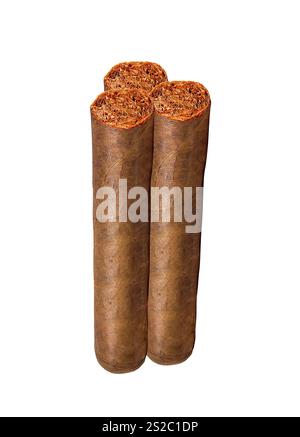 three cigars isolated on white background Stock Photo - Alamy