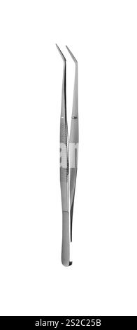 Medical forceps with curved ends on an isolated white background Stock ...