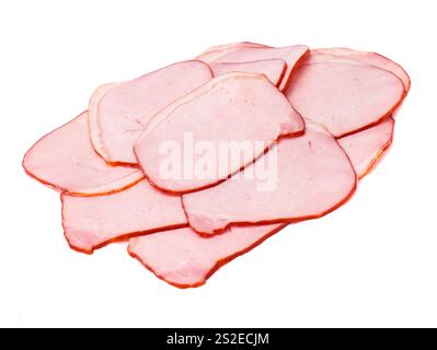 fresh folded ham on the white background Stock Photo - Alamy
