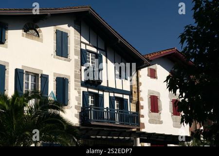 Typical houses in the village of Ainhoa in the Basque country Stock ...