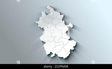 Anhui. A province of China. A detailed 3D rendering of a shaded relief ...