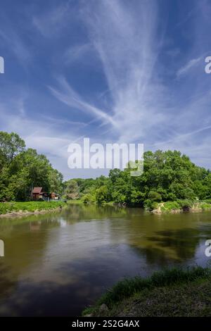 Confluence of Morava and Dyje rivers, Zahorie (CHKO Zahorie), triple ...