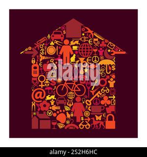 Collage of people and objects inside house Stock Vector Image & Art - Alamy