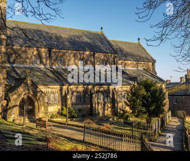 Haworth church graveyard & tomb stones with historical Brontë family ...