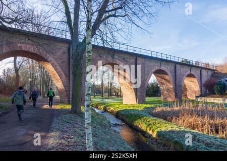 Wilsdruff: bridge Saubachbrücke of former narrow-gauge railway, stream ...