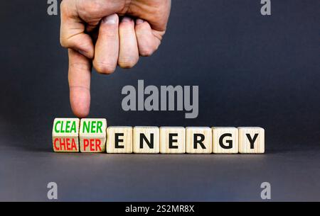 Cleaner or cheaper energy symbol. Concept words Cleaner energy Cheaper ...
