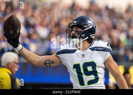 Seattle Seahawks wide receiver Jake Bobo (19) moves before the start of ...