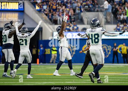 Seattle Seahawks defensive end Leonard Williams (99) gets set during an ...