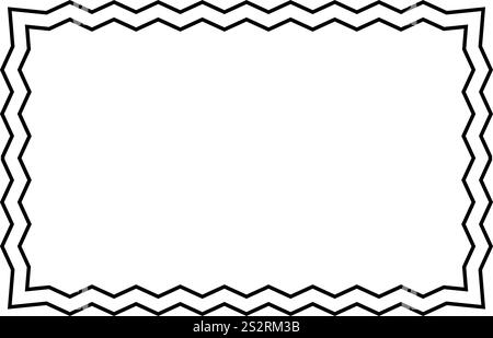 Rectangle frame with zig zag edges. Empty text box, speech bubble, tag ...