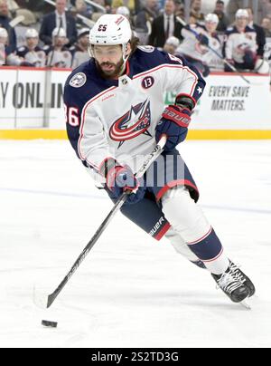 Columbus Blue Jackets right wing Kirill Marchenko (86) looks for a shot ...