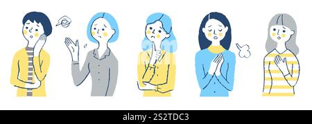 Five women in distress Set Stock Photo - Alamy