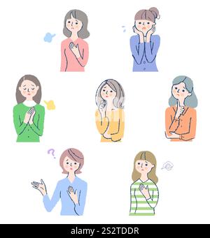 Seven young women in distress Set Stock Photo - Alamy