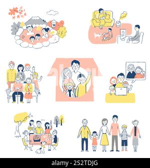 Various family scenes Set Stock Photo - Alamy