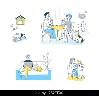Various Scenes with pet dogs Set Stock Photo - Alamy