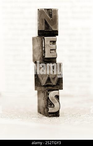The word News was written in lead letters. Symbol photo for newsletters ...