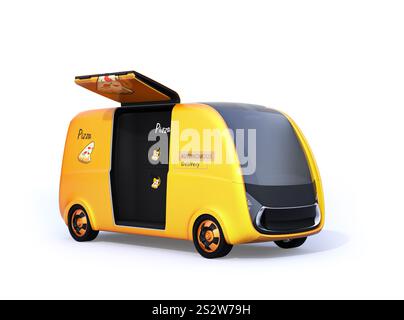 Concept image of unmanned pizza delivery robot car Stock Photo - Alamy