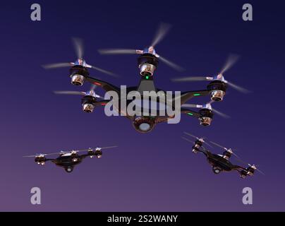 Aerial photography Hexacopter flying in the night sky Stock Photo - Alamy