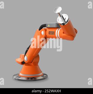 Orange robotic arm Stock Photo - Alamy