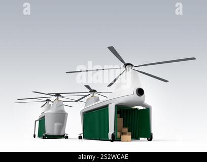 Cargo drone during unloading. Original design Stock Photo - Alamy
