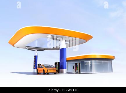 Image of a service station equipped with a quick charger for electric ...