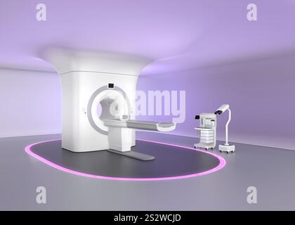 MRI room interior image. Smooth connection between the equipment and ...