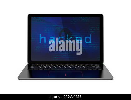 Image of hacked laptop Stock Photo - Alamy
