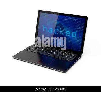 Image of hacked laptop Stock Photo - Alamy