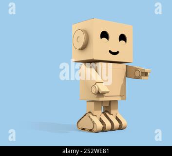 Image of cute cardboard box robot on white background Stock Photo - Alamy