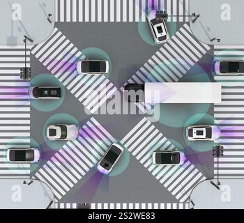 Image of a vehicle equipped with a driver assistance system travelling ...